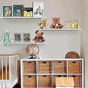 Calenzana Wall Mounted Floating Shelves, 3 Pack 47 inch and 3 Pack 16 inch Photo Picture Ledge Shelf for Living Room Bathroom Bedroom Kitchen Office, Creamy White