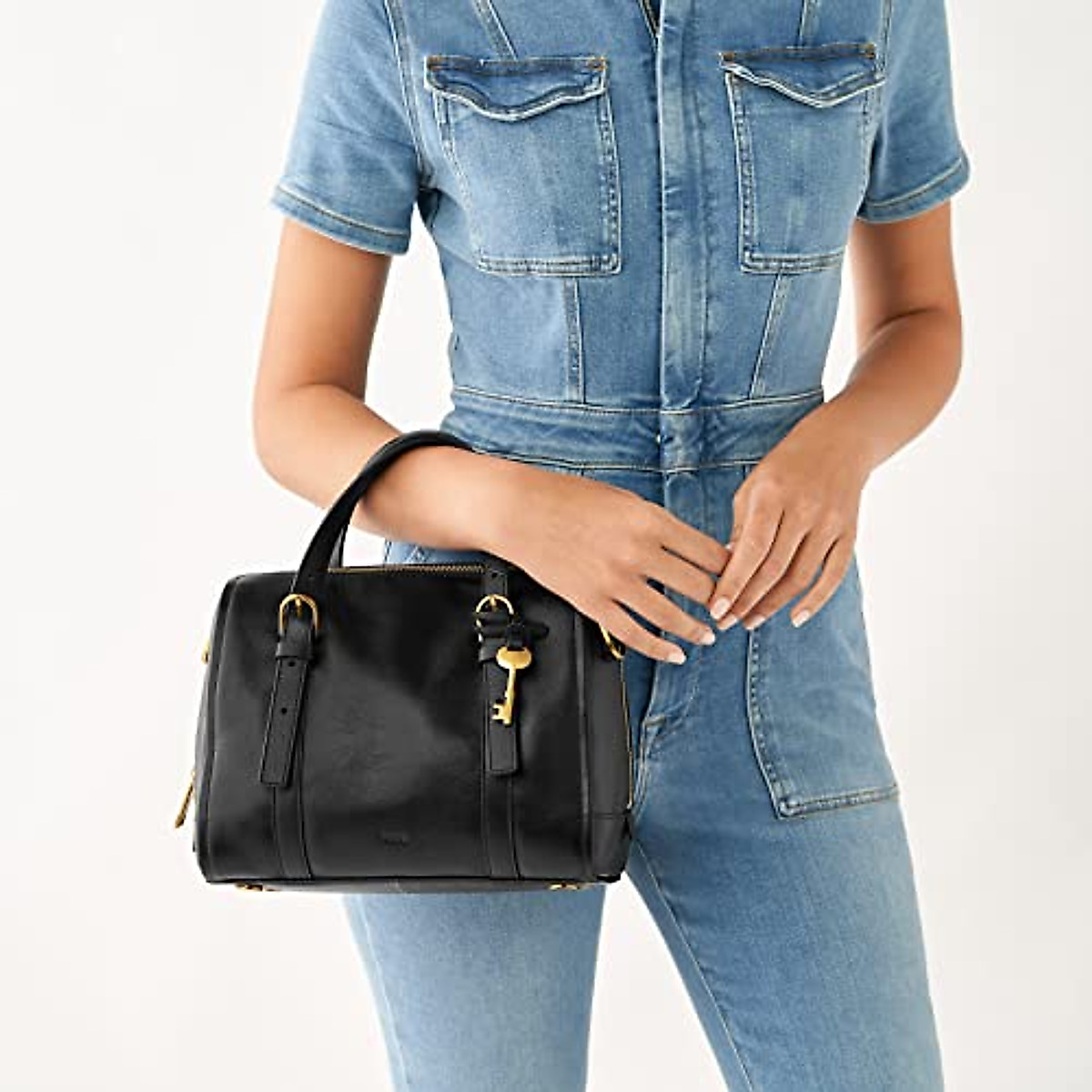 Fossil Women's Carlie Leather Satchel Purse Handbag