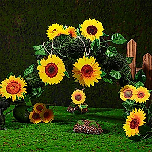 40 Pieces Spring Summer Ornaments Butterfly Sunflower Wood Ornaments Sunflower Butterfly Wooden Hanging Tree Ornaments for Spring Summer Decoration DIY Craft Christmas Party Home (Sunflower)