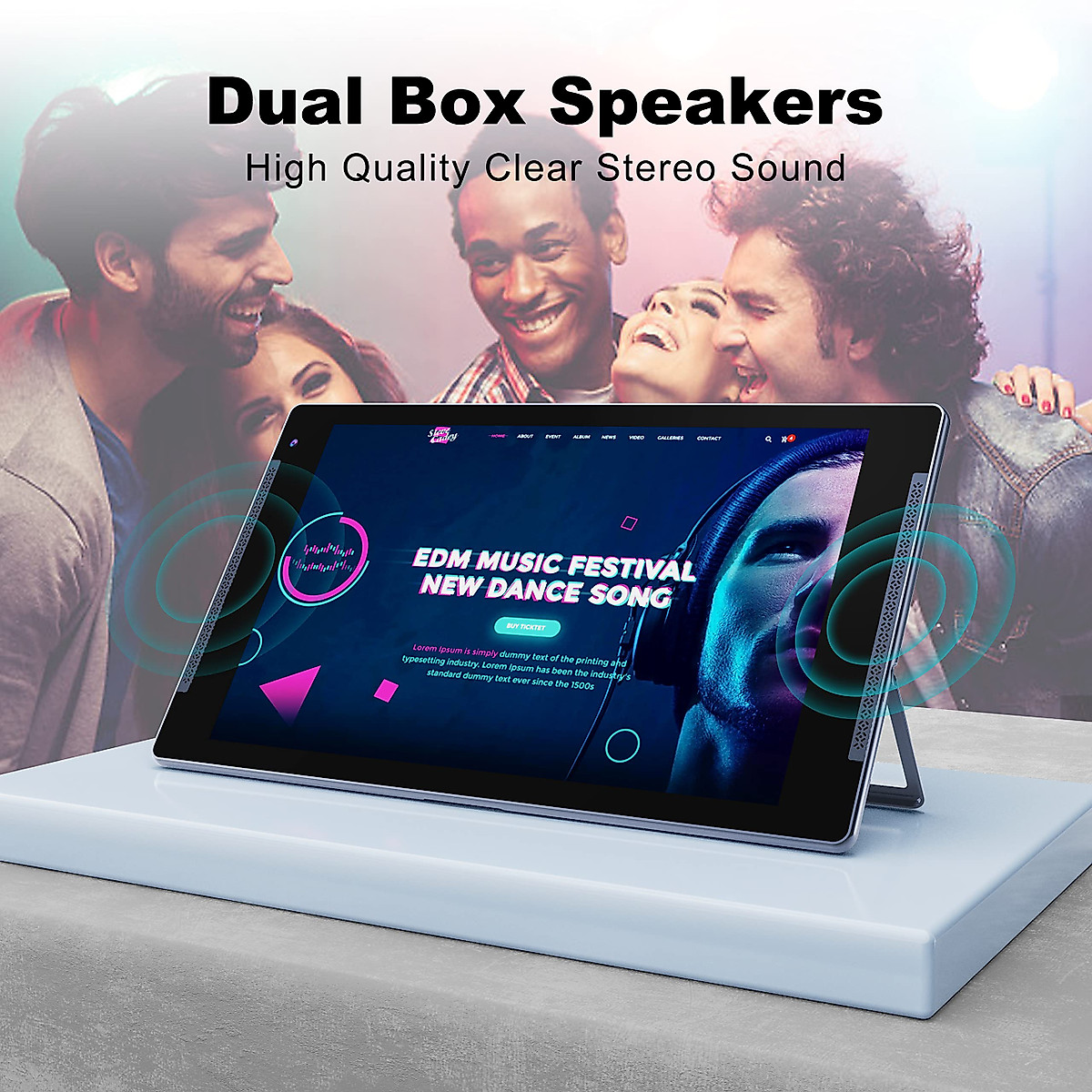 TJD 10 inch Tablet, Android 10.0 Tablet, 2GB RAM 32GB, 1.6GHZ Quad Core Processor, 1280x800 IPS Display, Google Play, 2MP+5MP Camera, Bluetooth, 2.4GHz WiFi, Type-C, TF Expansion with Tablet Stand