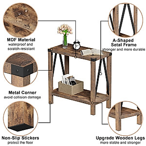 ChooChoo Farmhouse End Table for Small Spaces, Narrow Side End Table with Storage Shelf, Rustic A-Design Nightstand Sofa Table for Living Room, Bedroom (Rustic Brown) 2 Pack