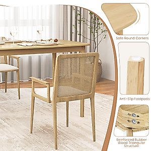 Giantex Rectangular Dining Table, Mid Century Modern Kitchen Table, Vintage Coffee Table W/Tabletop & Solid Wood Legs, Wood Farmhouse Table (Natural)