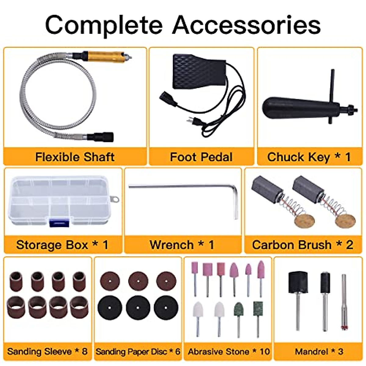 800W Flex Shaft Rotary Tool Electric Hanging Grinder Carver,Electric Multi-function Metalworking Tools Repair Kit,Foot Pedal Control,Metal Flexible Shaft,Suitable for Carving, Buffing, 23000 RPM