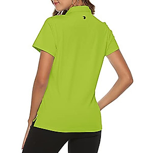 Rdruko Women's Golf Polo T Shirts Lightweight Moisture Wicking Short Sleeve Shirt Quick Dry 4-Button(Green, US S)