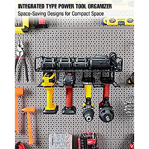 JoyPlus Heavy Duty Power Tool Drill Rack | Handheld & Power Tool Storage Organizer Wall Mounted Storage Rack Electric Drill Holder | Compact Steel Design (Drill Rack & Tool Shelf 2-in-1)