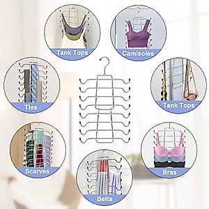 2Pcs Tank Top Hangers Space Saving Hanger Organizer Bra Hangers for Closet Organizer 360° Rotating Metal Closet Organizers and Storage Lingerie Hangers for Cami Bras Belts Swimsuits Lingeries Silver