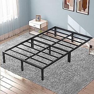sharllen Full Size Bed Frame,14 Inch Heavy Duty Metal Platform Bed Frame No Box Spring Needed/Steel Slat Support/Noise Free/Easy Assembly Black