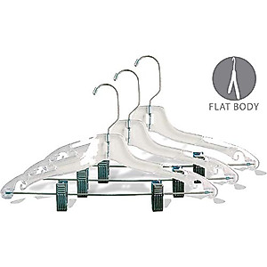 Clear Plastic Kids Combo Hanger w/ Adjustable Cushion Clips, Box of 100 Small 12 inch Space Saving Child hangers w/ Notches and 360 Degree Chrome Swivel Hook by The Great American Hanger Company