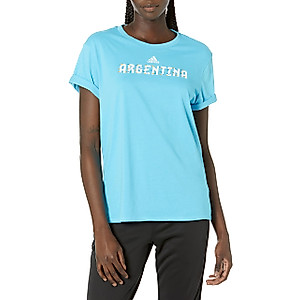 adidas Women's World Cup 2022 Tee, Bright Cyan (Argentina), Medium
