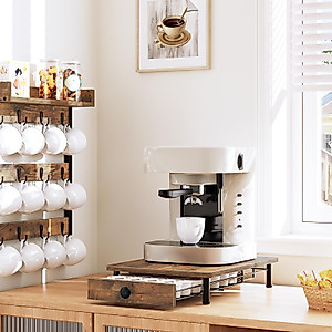 YATINEY Coffee Pod Drawer Holder, Coffee Pod Drawer for K Cup, 35 Capacity Coffee capsules Storage Organizer, Sliding Mesh Basket, for Home Office, Kitchen, Rustic Brown KH08BRG1