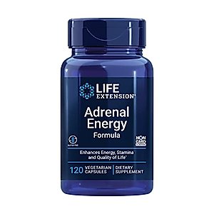 Life Extension Adrenal Energy Formula Supports Energy, Focus & Broad Spectrum Healthy Stress Response with Holy Basil, Cordyceps, Bacopa & Ashwagandha- Non-GMO, Gluten Free - 120 Vegetarian Capsules