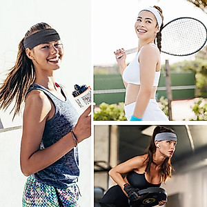 DIYDEC 12pcs Women Headbands Non Slip Yoga Hair Bands for Girls Sports Running Workout Soft Cloth Black White Gray Elastic Headbands for Women Hair Accessories