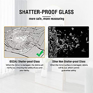 OGCAU 20 x 30 Inch Black Mirror Wall Mirror for Bathroom, Black Metal Frame, Arched Wall Mounted Mirror, Bathroom Vanity Mirror for Living Room Entryway (Black)