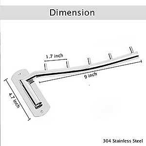 MulYeeh Folding Wall Mounted Clothes Hanger Rack Coat Hanger Stainless Steel Clothes Hook with Swing Arm for Bedroom Bathroom