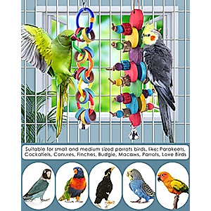 Bissap 2PCS Bird Chew Toys, Multicolored Bagel Cascade Bird Parrot Toy Biting Paper Cardboard Olympic Rings Conures Toys for Amazon Cockatiels Cockatoos Macaws and Similar Sized Pet Birds