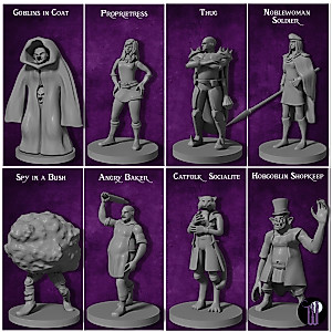 Newcombie Wildspire 58 Fantasy Miniatures Set Townsfolk Characters for DND Miniatures Bulk 28mm Dungeons and Dragons Miniatures | for DND Minis and D&D Miniatures I Character Sheets & Quests