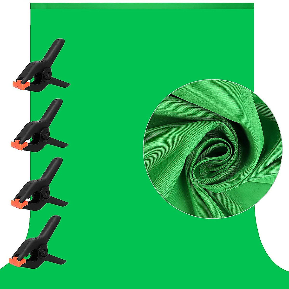 9.5 X 6 FT Green Screen Backdrop, Photography Chromakey Virtual Background for Zoom Streaming Meeting, High Density Opaque Polyester Fabric GreenScreen Sheet for Gaming Video Studio, 4 Spring Clamps