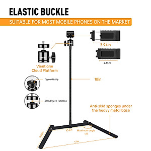 MAKKIWAI Phone Stand for Recording, Phone Tripod Adjustable and Solid, Overhead Phone Mount, Fixable Gooseneck Phone Holder for Video Recording, Online Teaching, Cookie Decorating, Live Streaming