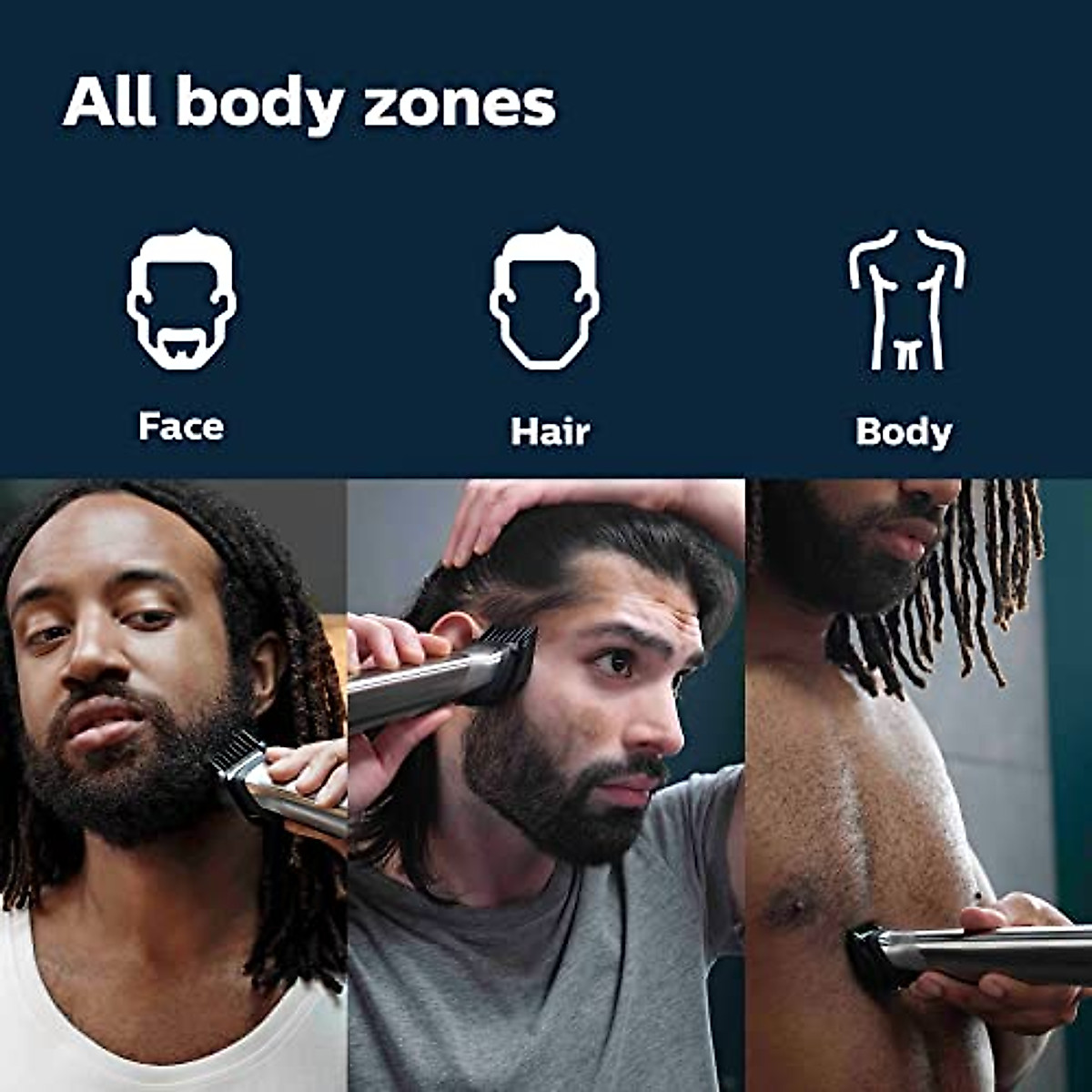 Philips Norelco Multigroom Series 7000, Mens Grooming Kit with Trimmer for Beard, Head, Hair, Body, Groin, and Face - NO Blade Oil Needed, MG7910/49