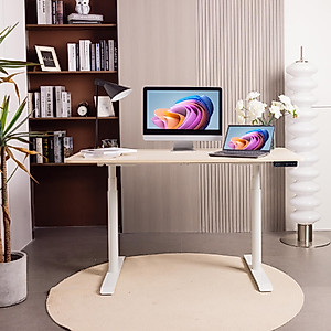 Fromann 3 Tier Oval Legs Dual Motor Electric Standing Desk Frame Height Adjustable Handset with USB A+ C Ports Sit Stand up Desk Base (White)