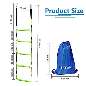 Itayak Boat Rope Ladder, 5 Step Boat Ladder, Foldable Assist Boarding Outdoor Climbing Rope Ladder for Inflatable Boat, Pontoon Boat, Sailboat, Kayak, Motorboat, Canoeing