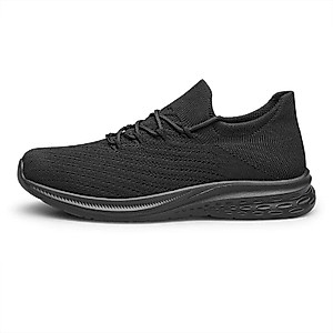 vibdiv Mens Non Slip Walking Sneakers Shoes - Lightweight Breathable Casual Mesh Slip on Running Shoes Comfortable for Men (AllBlack, Adult, Men, Numeric_10, Numeric, us_Footwear_Size_System, Medium)