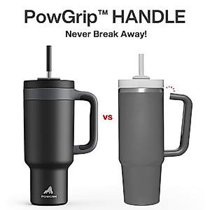 POWCAN 40 oz Tumbler with Handle, 2-in-1 Straw and Sip Lid, Leakproof, Dishwasher Safe, Insulated Stainless Steel Travel Coffee Mug, Keeps Cold for 34 Hours, Fits in Car Cup Holder (Midnight