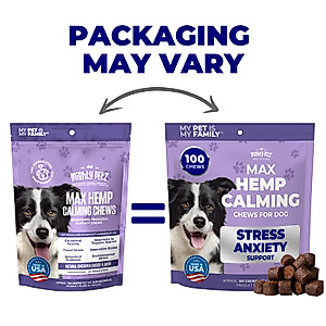 Mighty Petz MAX Hemp Calming Chews for Dogs - Dog Anxiety Relief with Melatonin + Hemp Oil. Dog Calming Treats, Calming Dog Chews, Advanced Pet Composure and Sleep Support