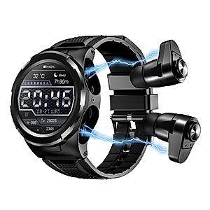 Sudroid Smart Watch with Earbuds, 2 in 1 Bluetooth Smart Watch for Android iPhone, Fitness Tracker Watch, Tracker with Blood Oxygen Heart Rate Sleep Monitor, Long Time Standby Sports Smart Watch