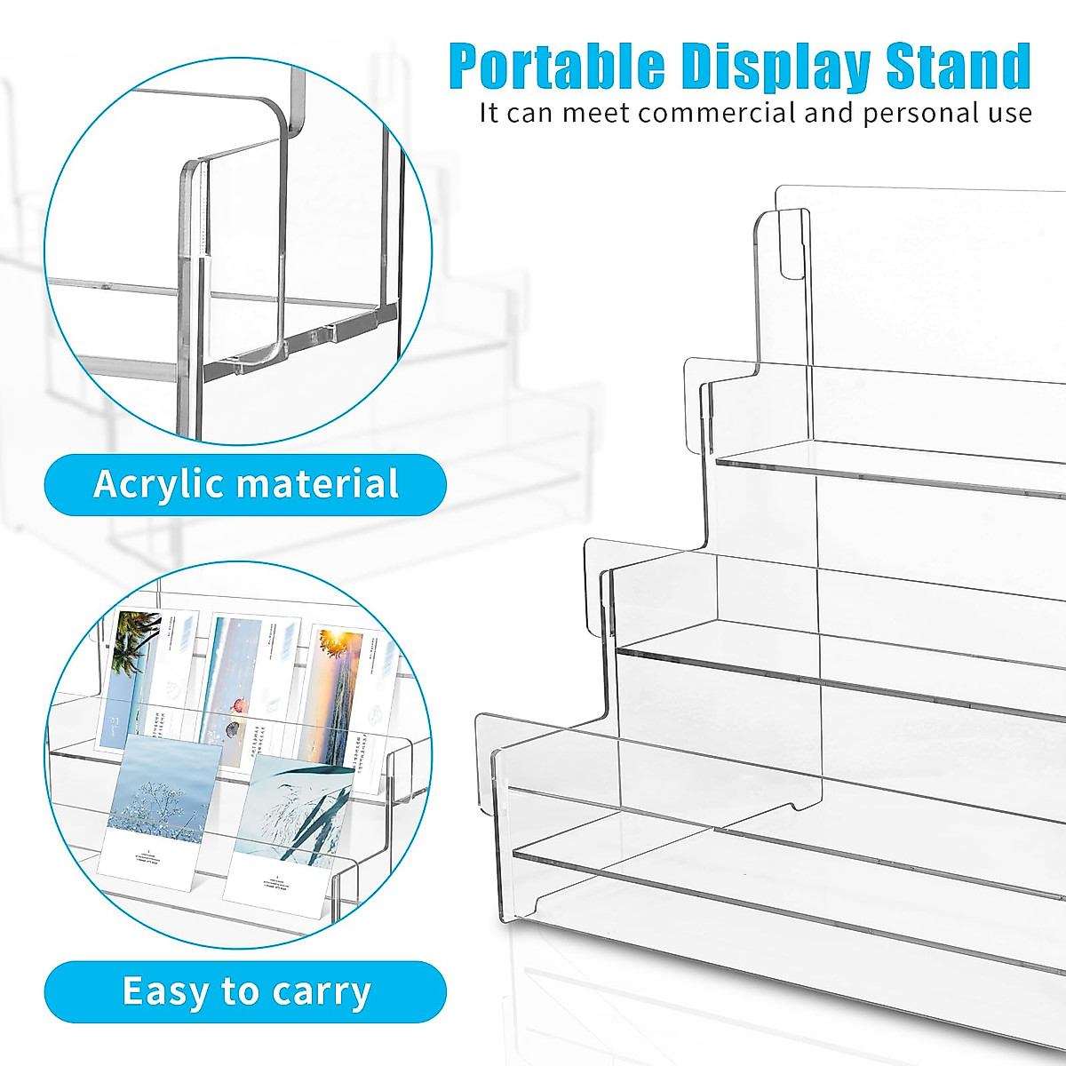 Greeting Card Display Acrylic Sticker Display Stand for Vendors Postcard Organizer Retail Display Racks Business Card Holder Mail Organizer Stamp Pad Holder Storage Rack for Desk Counter Retail