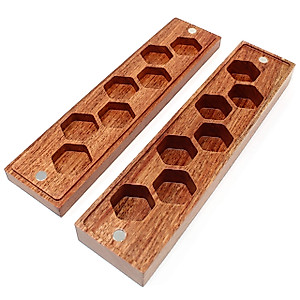 Hexagonal Wood Dice Storage Case with Magnetic Lid - Box Holds Polyhedral 7 Die Set for DND, D&D, RPG - Rosewood