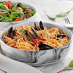 Divitis Home Fusion Pasta Salad Bowls set of 4, 56 fl oz, 8.5 inches, black porcelain (plates and bowls set; salad bowls; serving bowls; pasta bowls)