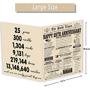 YiKaLus Large 25th Anniversary Card for Couples, Retro 25 Years Wedding Aday Gift Ideas for Him Her, Unique Silver Aday Gifts for Husband Wife