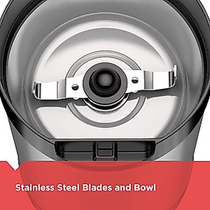BLACK+DECKER Coffee Grinder One Touch Push-Button Control, 2/3 Cup Bean Capacity, Stainless Steel