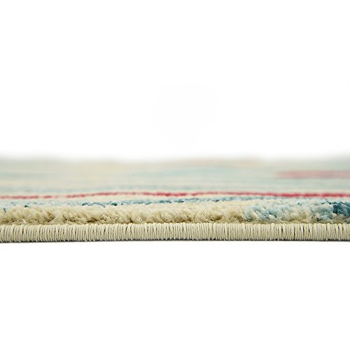 Unique Loom Positano Collection Coastal Modern Bright Colors Fish Beige Area Rug (5' x 8')