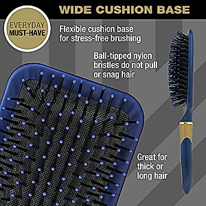 Conair Velvet Touch Hairbrush for Thick Hair, Detangler Brush with Nylon Bristles, Color May Vary, 1 Count
