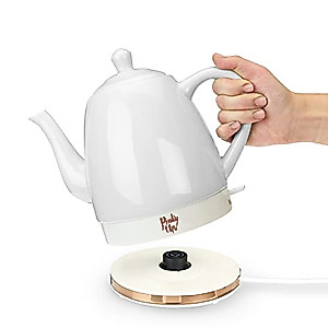 Pink Up Noelle Electric Tea Kettle, Gooseneck Kettle, Hot Water Dispenser, Pour Over Coffee, Automatic shut off, Cordless, Electric Teapot, 1.5L, Ceramic, Grey