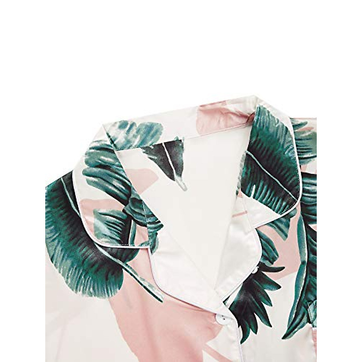 Floerns Women's Printed Two Piece Short Sleeve Sleepwear Long Pants Pajamas Sets A White S