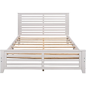 STP-Y Queen Bed Frame with Headboard Wood Platform Queen Bed,No Box Spring Needed (White, Queen) (Color : White, Size : Queen)
