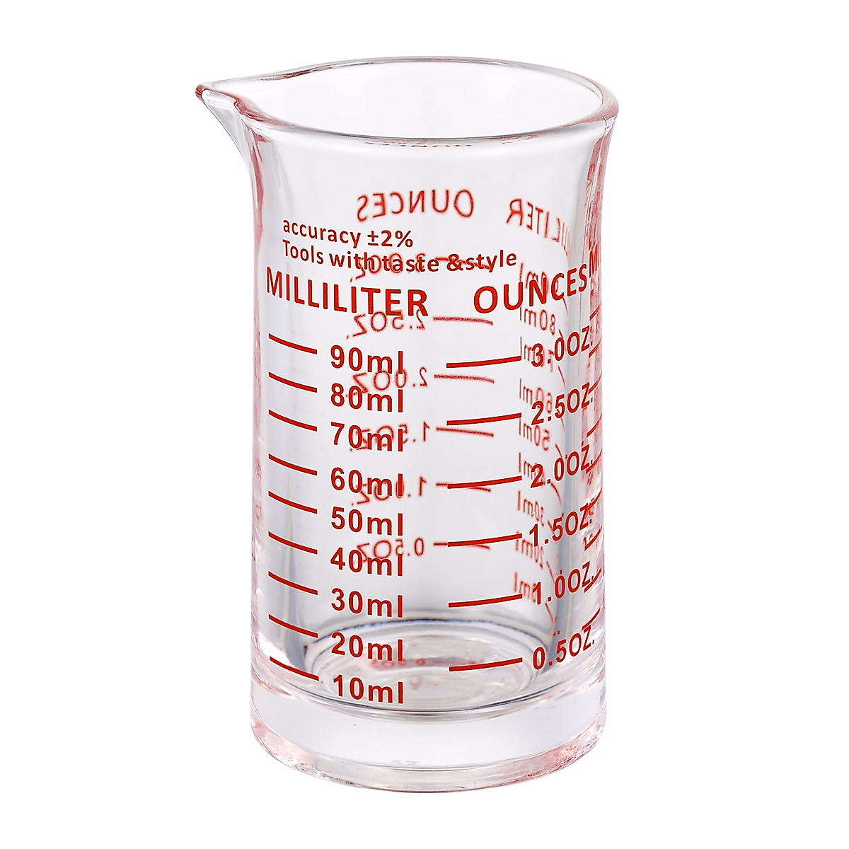Shot Glass Measuring Cup 3 Ounce/90ML Liquid Heavy High Espresso Glass Cup Red Line