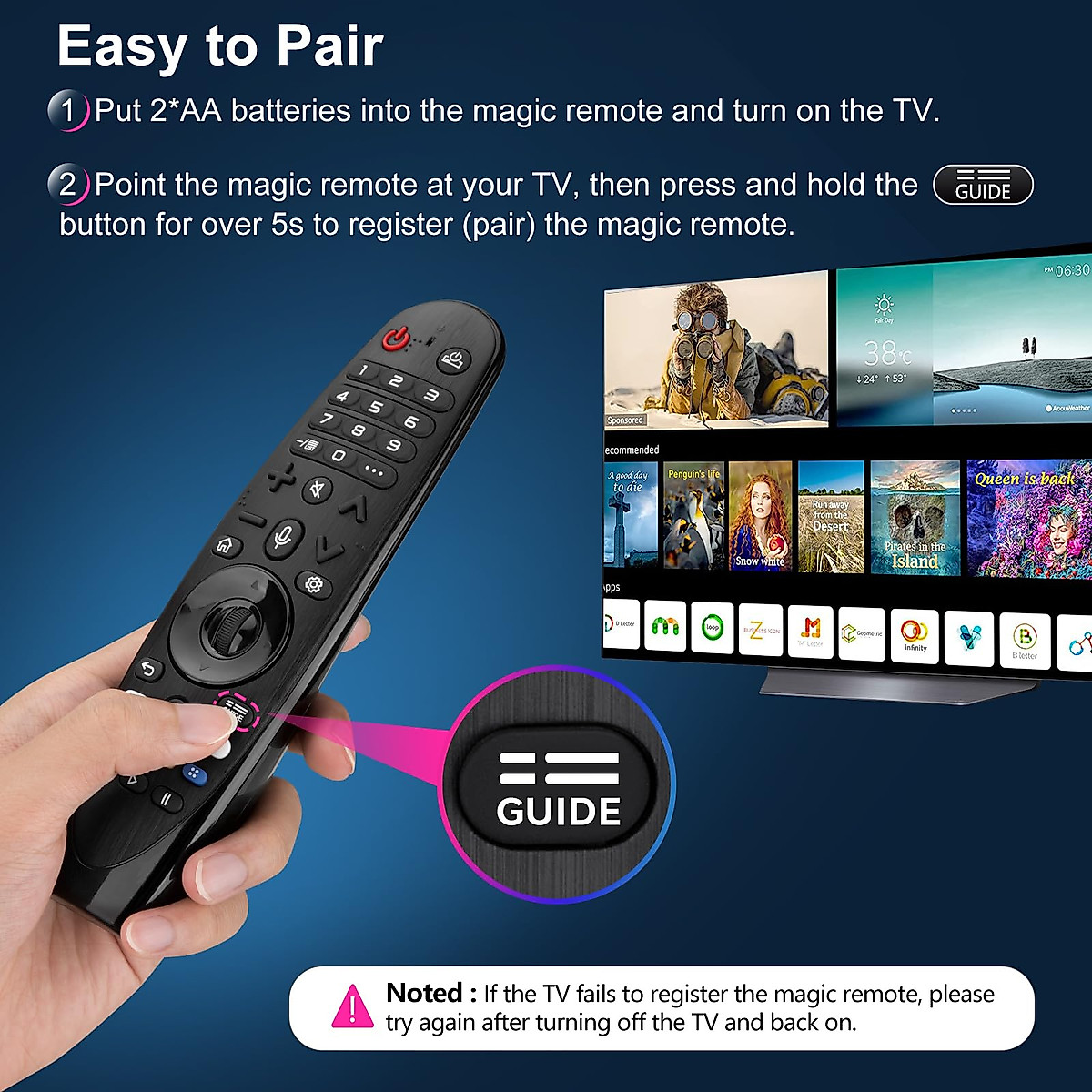 Voice Magic Remote AKB75855501 for LG OLED QNED NanoCell Webos Smart TV Magic Remote Control Replacement AN-MR20GA MR19BA MR18BA MR650A, with Pointer Function