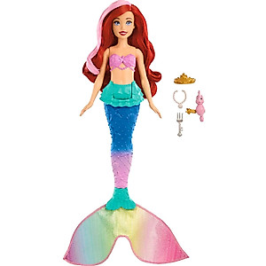 Mattel Disney Princess Toys, Ariel Swimming Mermaid Fashion Doll with Color-Change Hair & Tail, Inspired by The Little Mermaid Movie