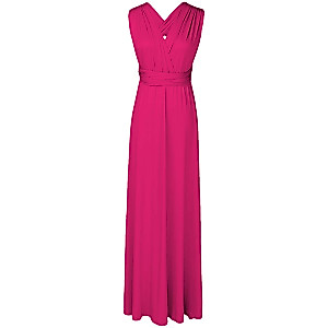 Women Evening Long Dress Convertible Multi Way Wrap Wedding Bridesmaid Dresses Party Pageant Cocktail Ball Prom Gown Summer Beach Maxi Sundress Lady Transformer Bandage Dress Hot Pink XL