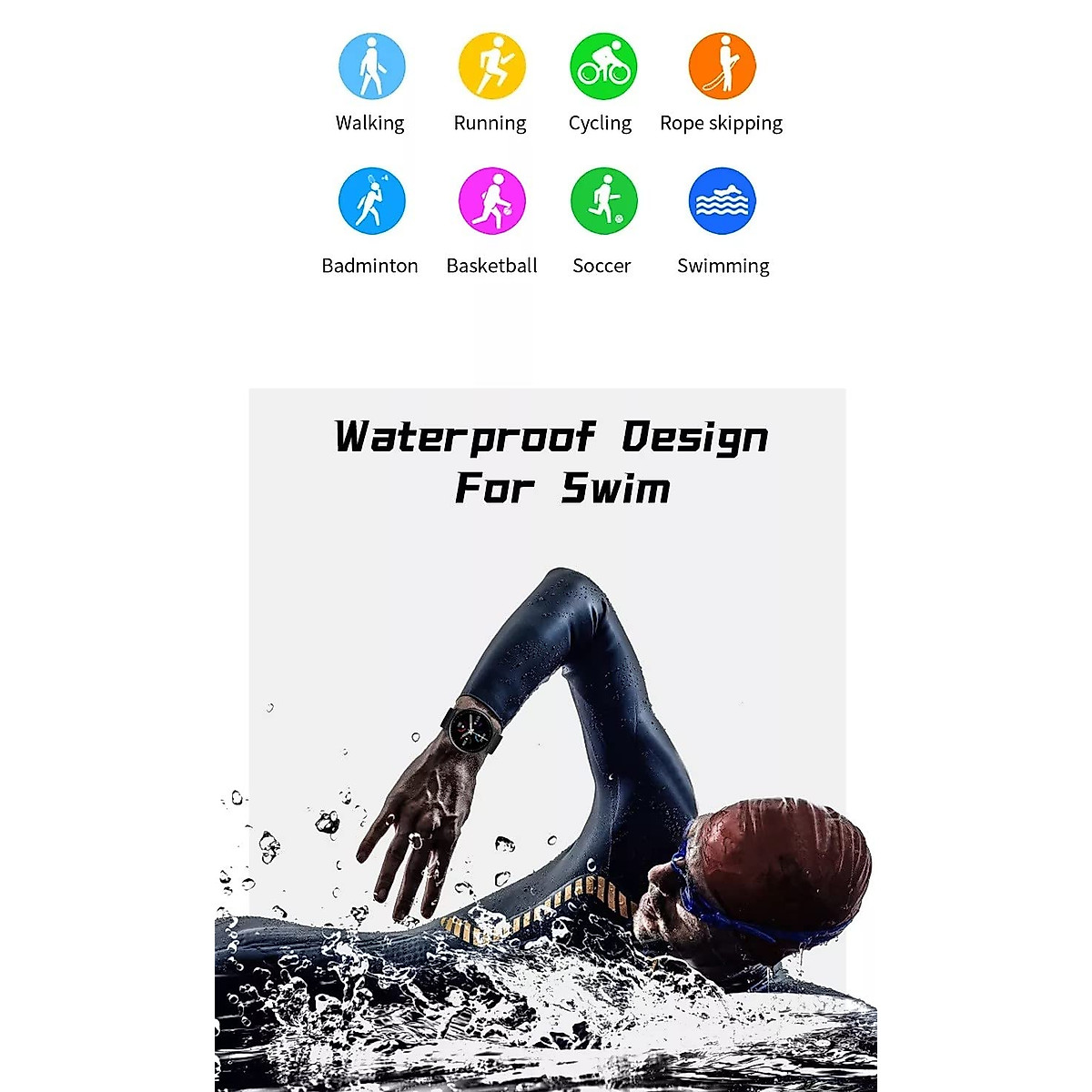 Smart Watch 2022 for Woman and Men, 1.28 ich Full Screen Touch, Activity Trackers Compatible iOS/Android, IP68 Waterproof, Black 1.28 inch VMX1 0