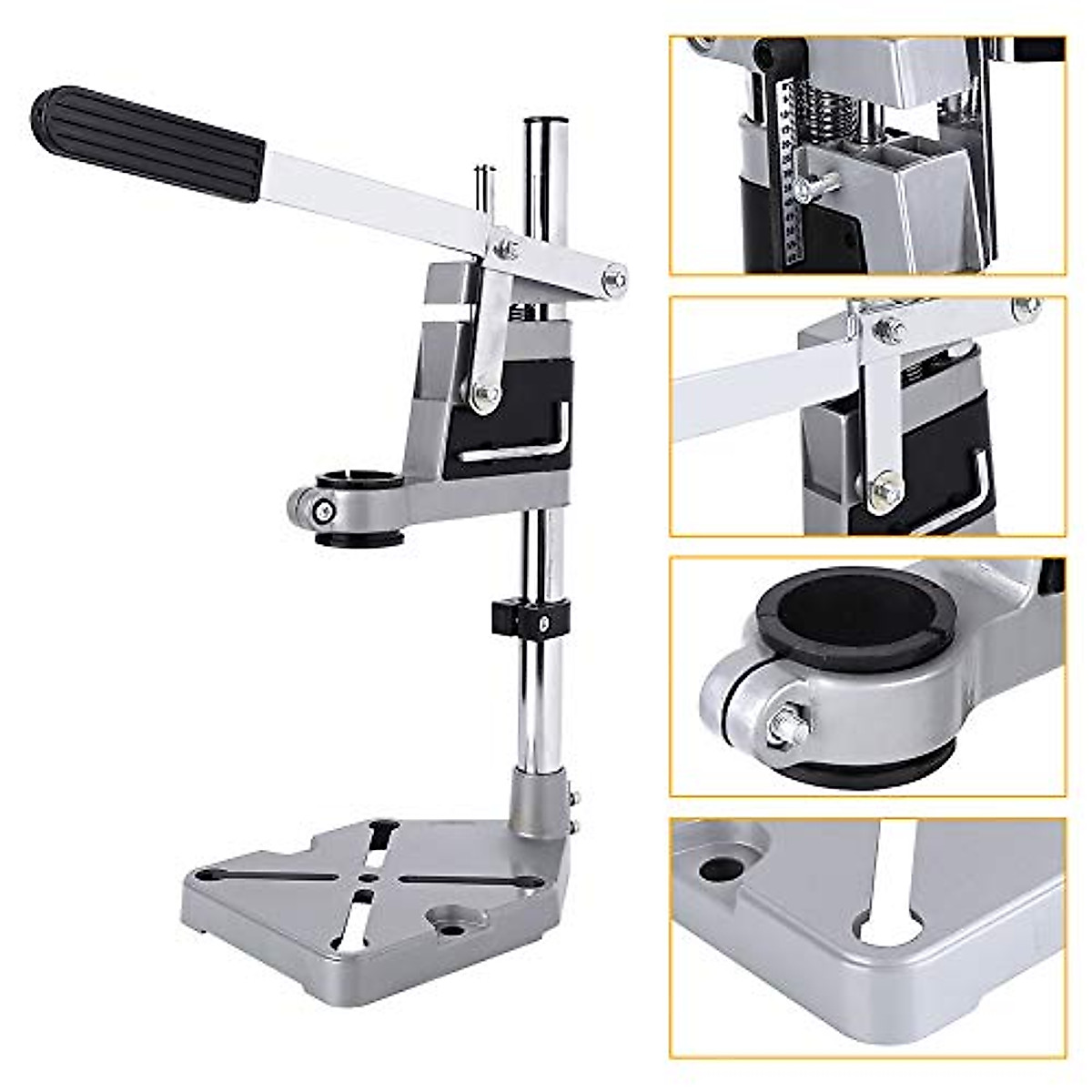 Benchtop Drill Press, Drill Workbench Repair Tool Clamp Universal Bench Clamp Drill Press Stand Workbench Repair Tool for Drilling Collet Workshop, Single Hole Aluminum Base