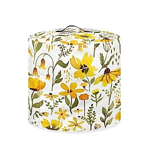 NETILGEN Pressure Cooker Cover for 8 Quart Instant Pot and Air Fryer Accessories, Stain Resistant Washable Round Protective Cover Electric Appliance Cover with Front Pocket, Yellow Floral