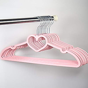VOSAREA ABS Hangers, Non- Slip Clothes Hanger 20 Pack with Pink Color and Heart Pattern, Suitable for Coat, Shirt, Dress, Trousers, Tie