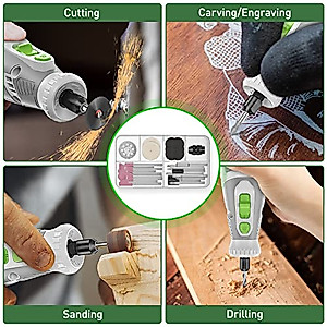 Huepar Tools Cordless Rotary Tool 8V,138pcs Accessories include MultiPro Keyless Chuck, 5 Variable Speed 5000-30000RPM Power Rotary Tool Kit for Dog Nail, Crafting Projects and DIY Creations - RT8