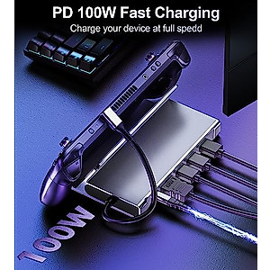 Docking Station for Steam Deck/ROG Ally, 5-in-1 Steam Deck Dock Stand with HDMI 2.0 4K@60Hz, 3 USB-A and 100W Full Speed Charging USB-C PD Port Compatible with Valve Stream Deck/ROG Alloy Accessories