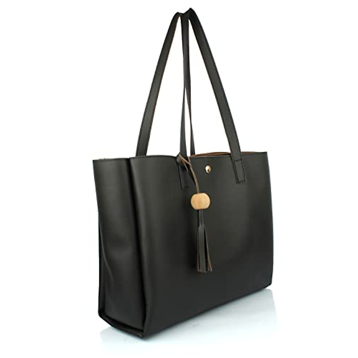 Mammon women's Extra Large 3 Compartment Tote Hand Bag (3C-Tote), Black